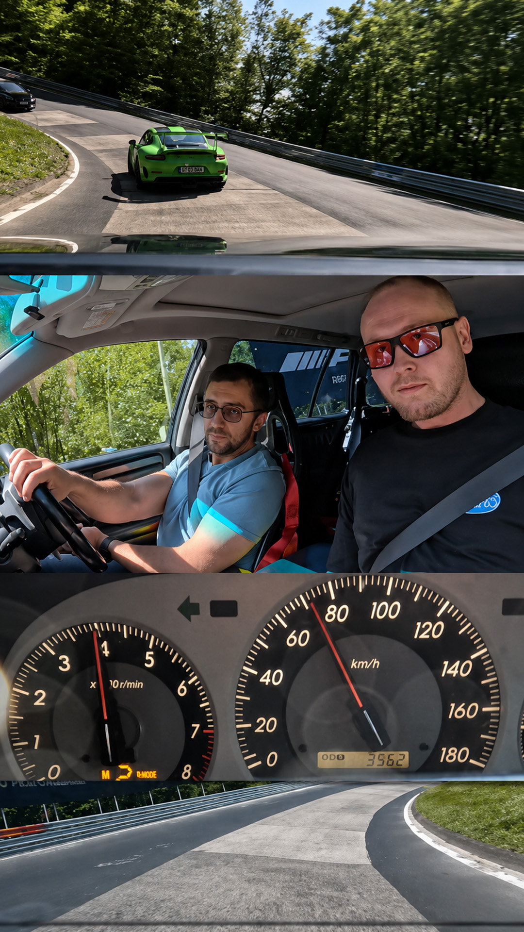 Trying to chase a fast Porsche 911 on track