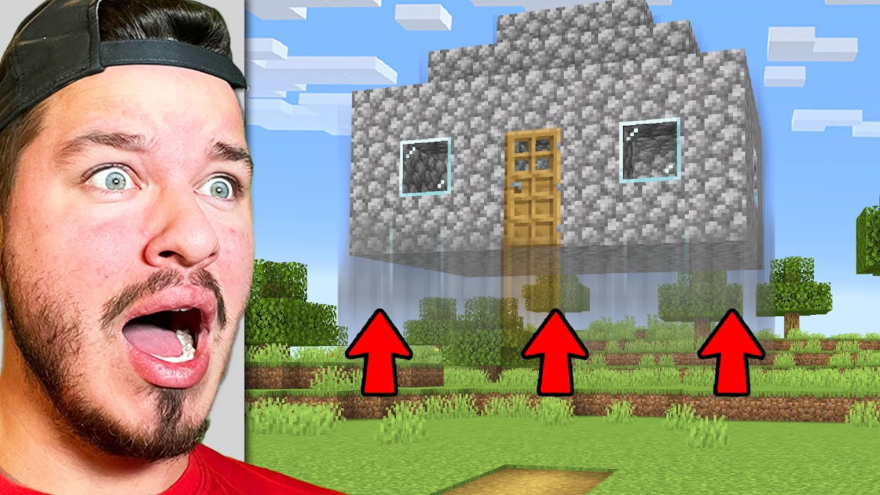 Raising my friend's Minecraft house every time he turns around