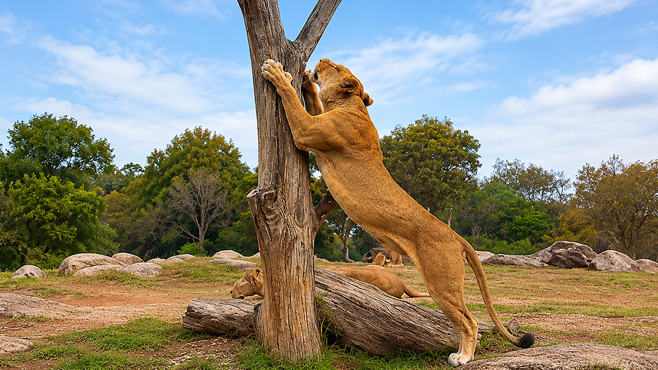 I filmed a lioness doing her morning stretch in Kenya