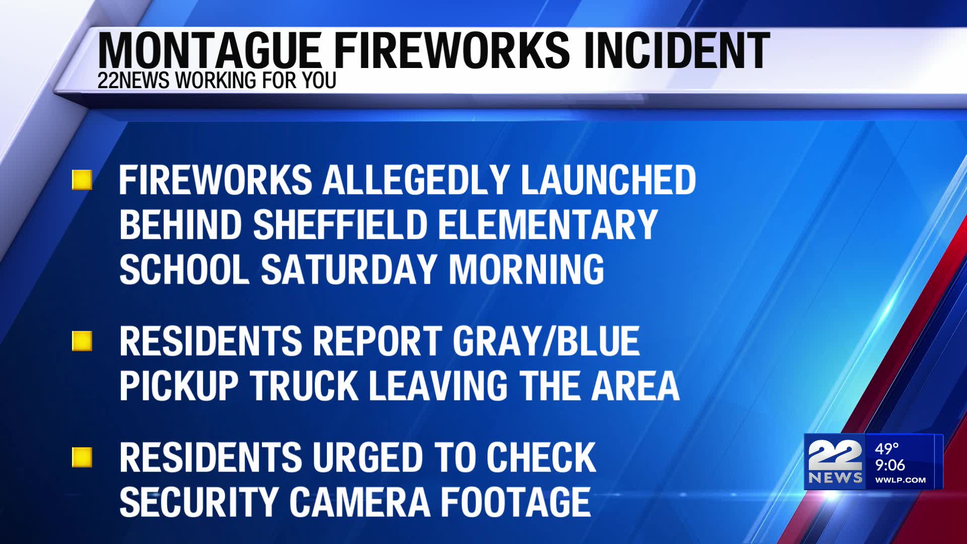 Montague police investigate fireworks set off behind elementary school