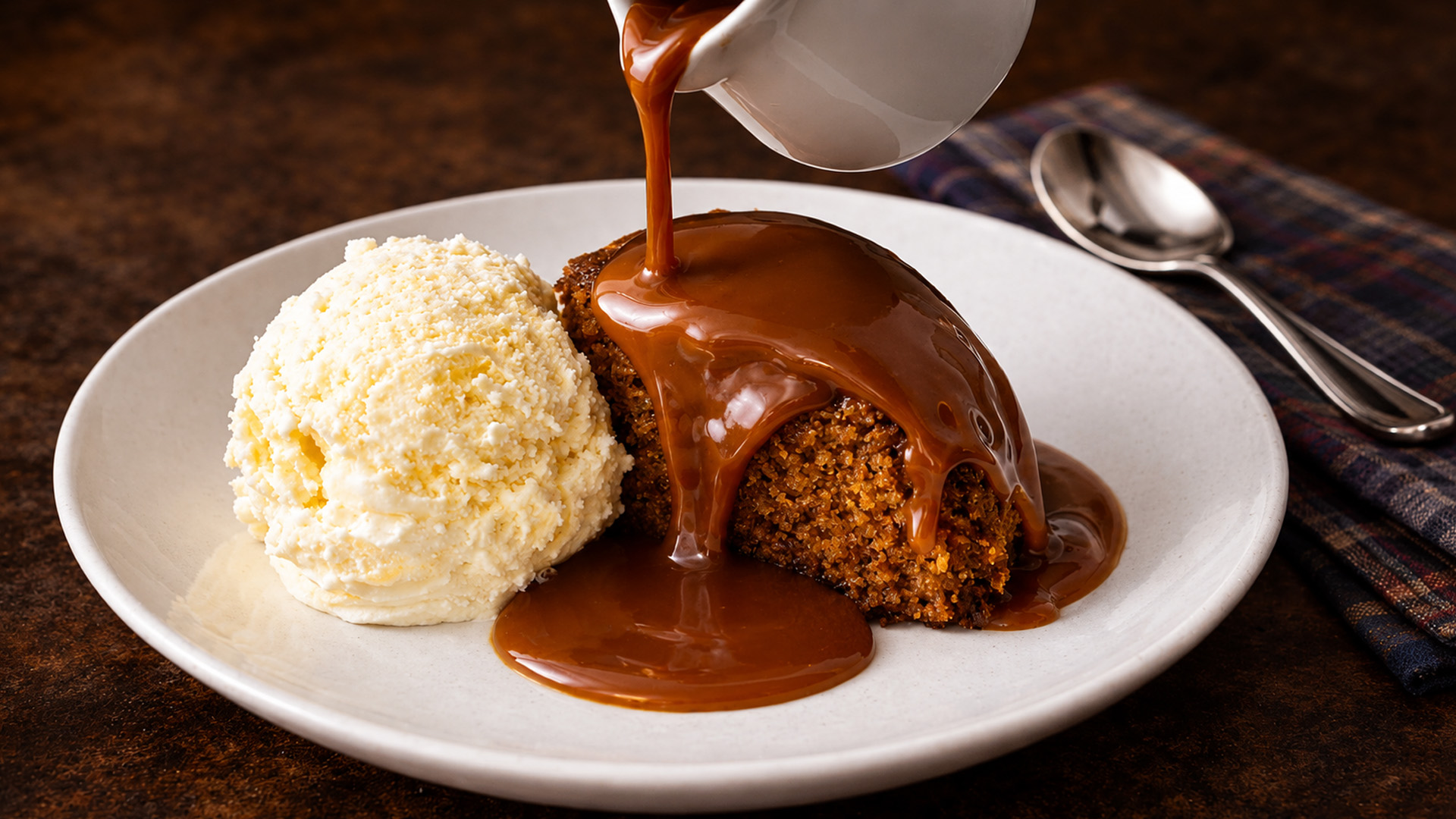 Homemade sticky toffee pudding with caramel made the easy way