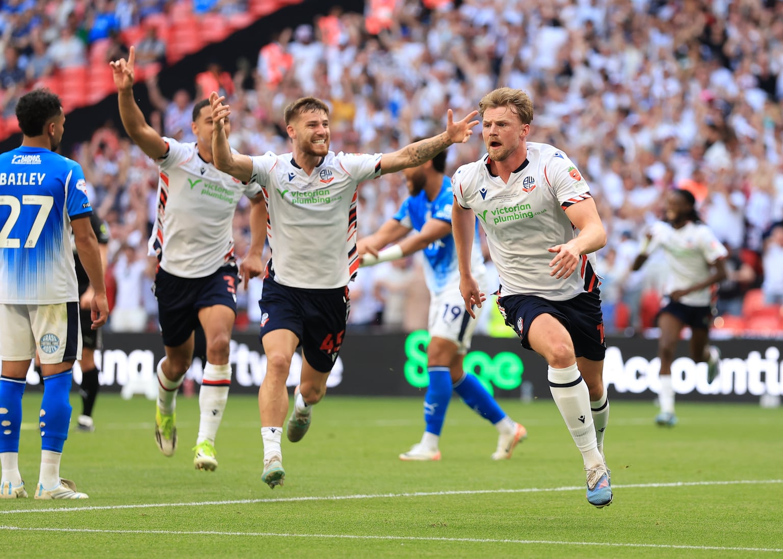 Bolton back in the Championship after thrashing Stockport at Wembley