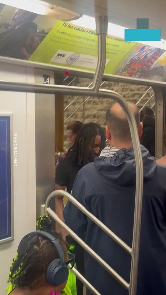 Flash flood turns New York subway station stairs into waterfall