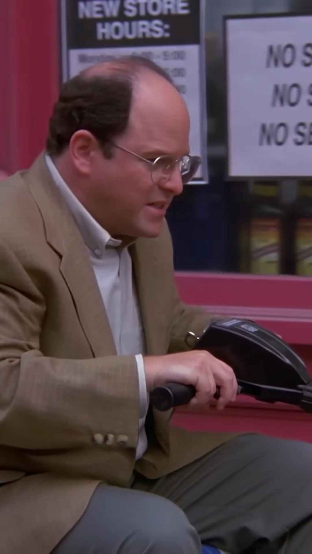 George can’t outrun the scooter brigade on Seinfeld