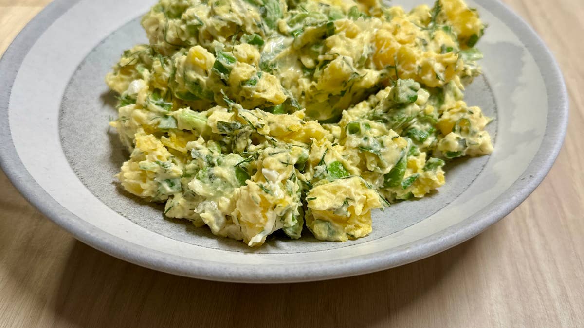 Learn my chef-husband's unique creamy potato salad recipe with fava beans