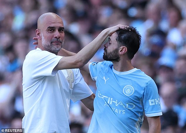 Dry your eyes, Pep! Guardiola and Man City's Bernardo Silva both break ...