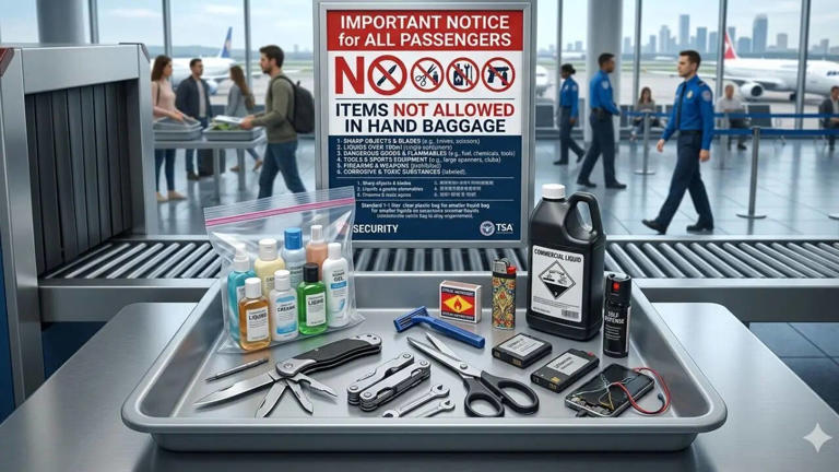 10 items travellers are not allowed to carry in hand baggage (number 5 ...