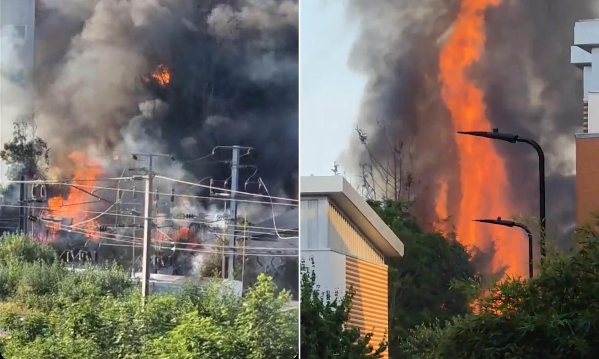 Rail chaos in London as enormous fire breaks out beside tracks ...