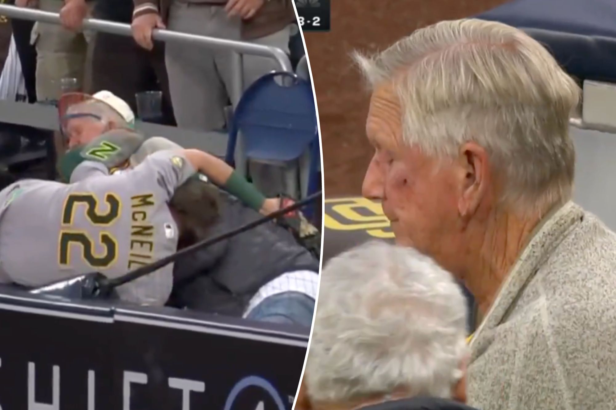 Jeff McNeil accidentally bloodies elderly fan with cleat while diving ...