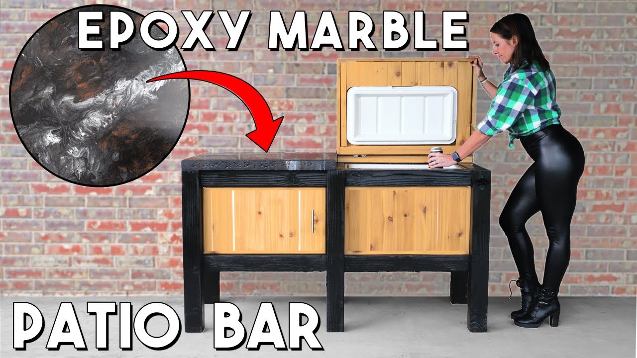 DIY outdoor bar w/ epoxy marble countertop