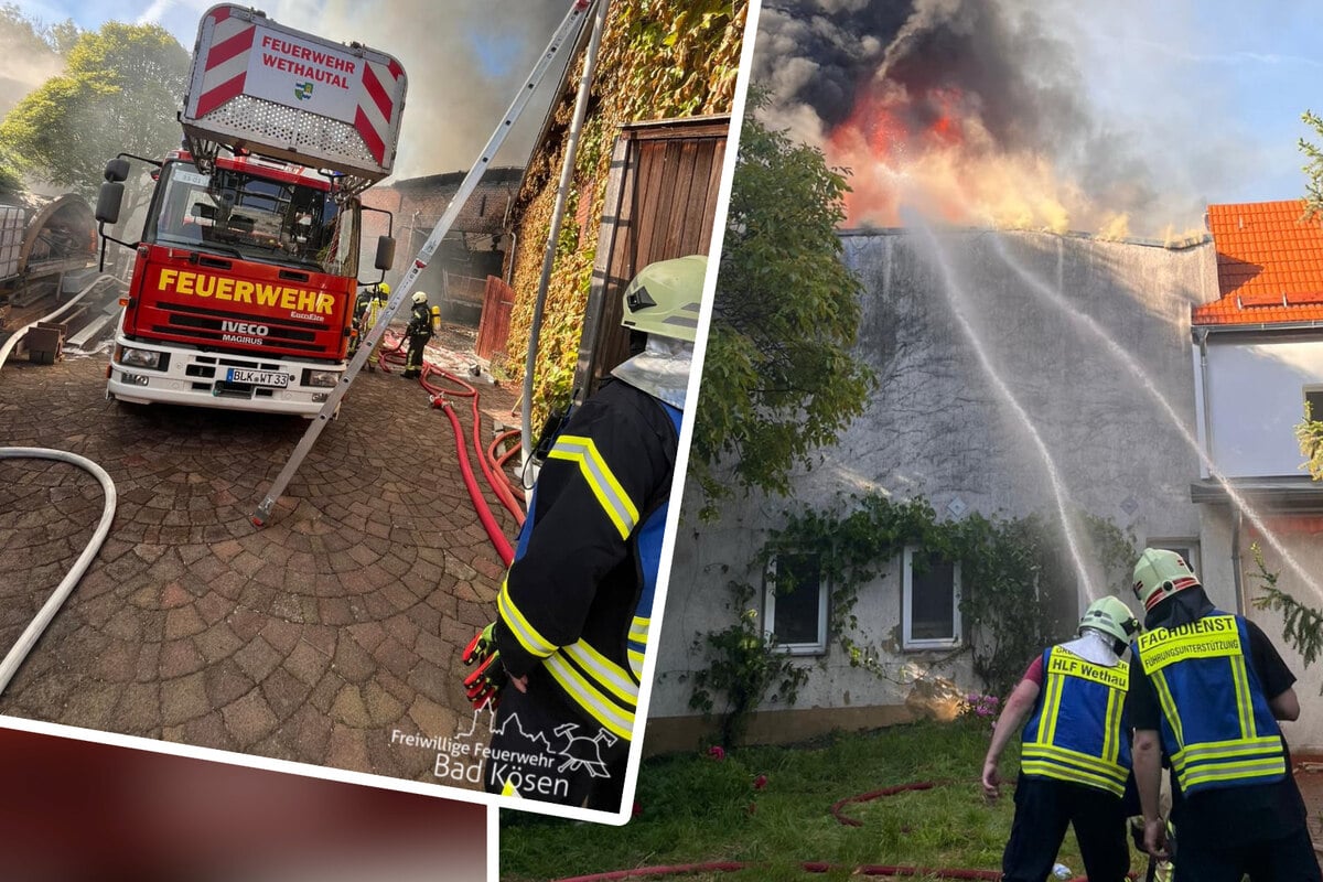 Feuerwehr neun Stunden wegen Großbrand gefordert: Qualm kilometerweit ...