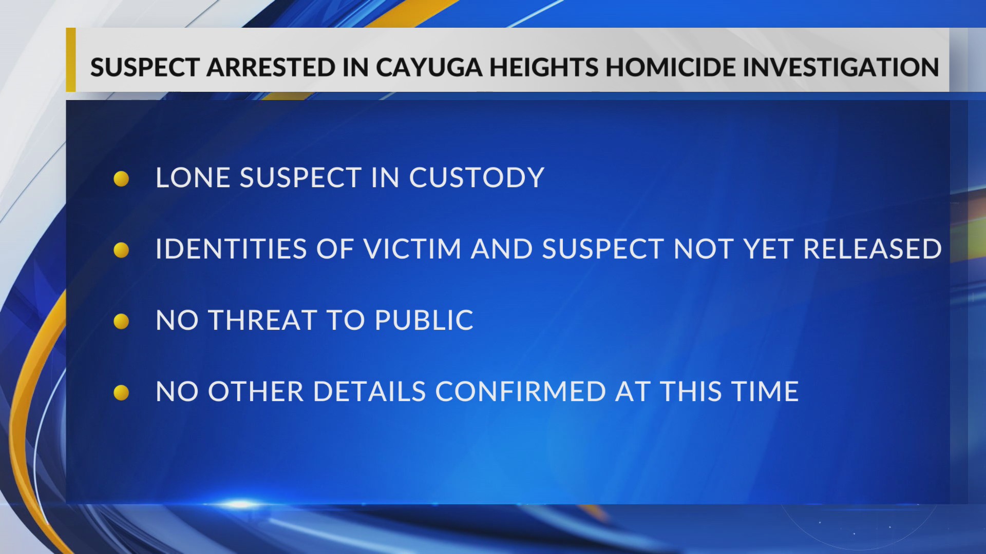 Suspect arrested in Cayuga Heights homicide investigation