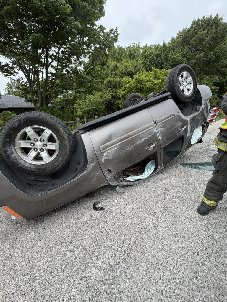 Rochester firefighters respond to rollover crash, car fire