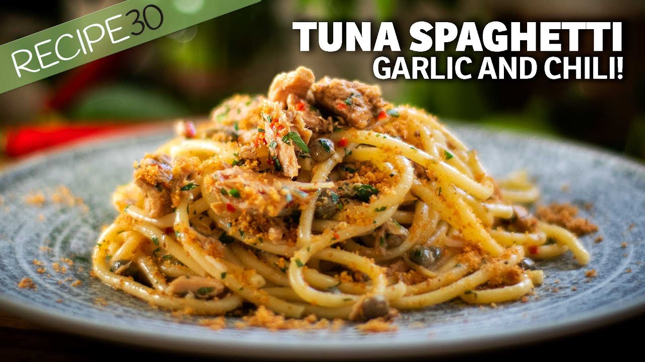 15 Minute Garlic and Chili Tuna Pasta - Bucatini al Tonno