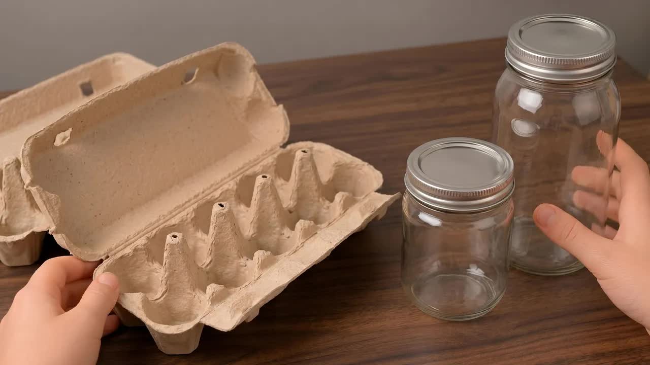 Incredible! Look what I made from a glass jar and an egg carton! Ideas ...