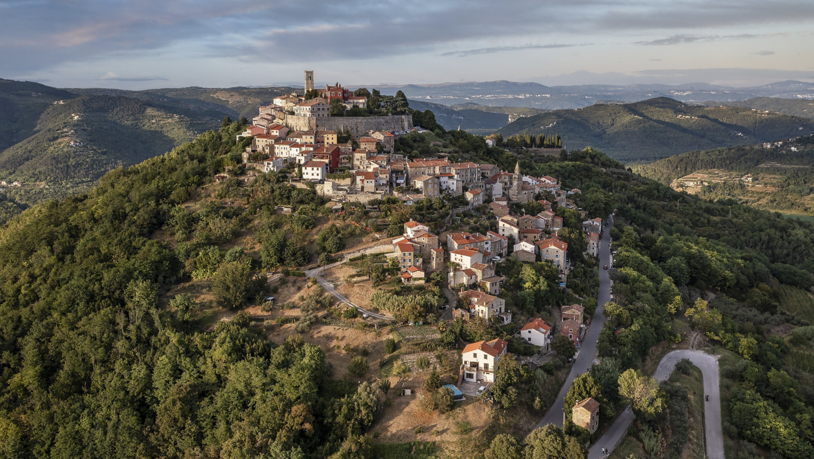The Croatian medieval town perched 277 meters above the valley ...