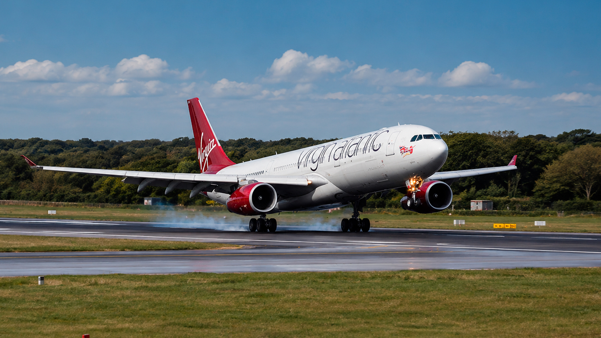 Virgin A330 touchdown caught on camera
