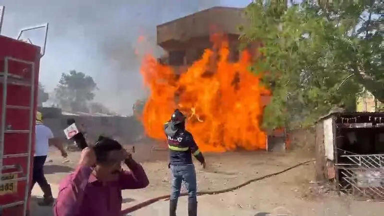 Oil drums explode after fire, 4 firemen injured battling flames