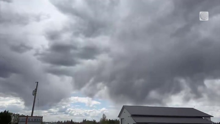 Threatening storm clouds over Red Deer, AB