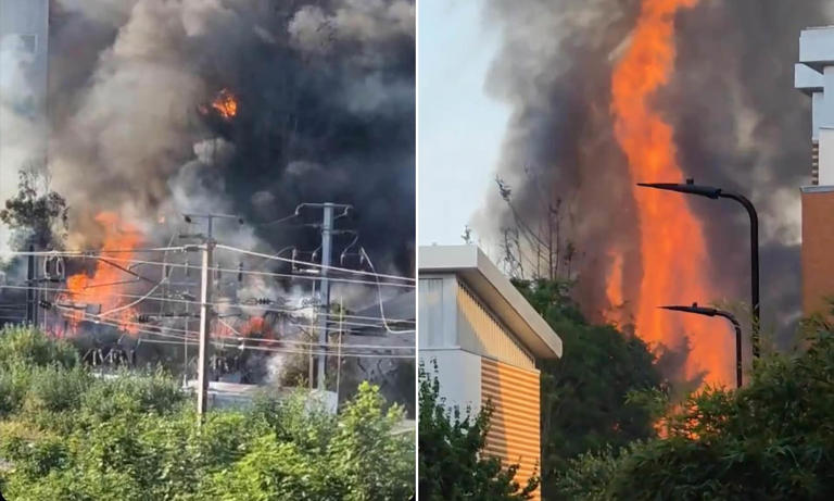 Rail chaos in London as enormous fire breaks out beside tracks ...