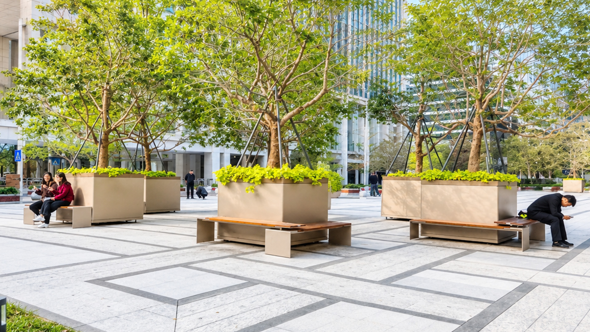 China’s contemporary office district features wide open community spaces