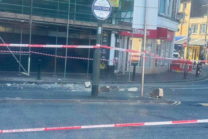 Pictures show Paignton building collapsing onto the street