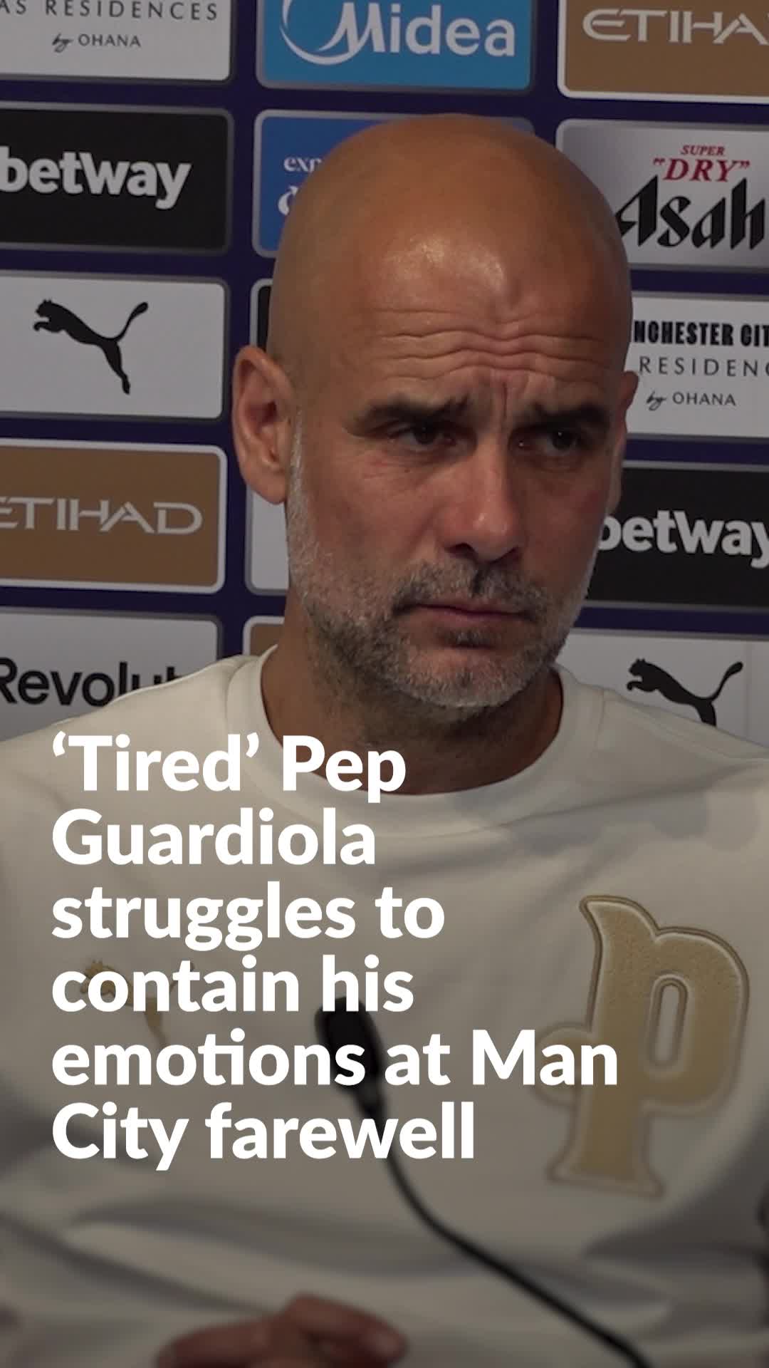 ‘Tired’ Pep Guardiola struggles to contain his emotions at Man City ...