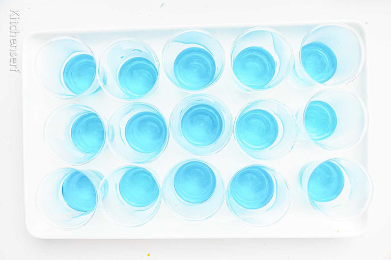 Red, white and blue Jell-O cups