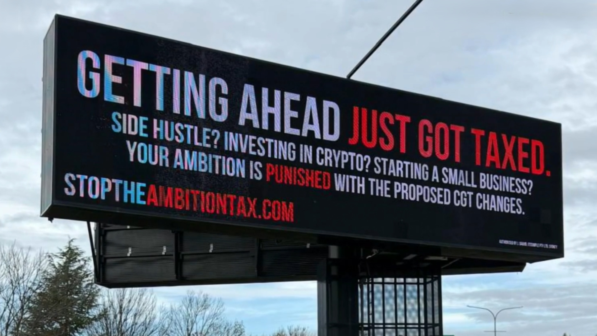 Albanese government targeted by billboard campaign attacking tax changes