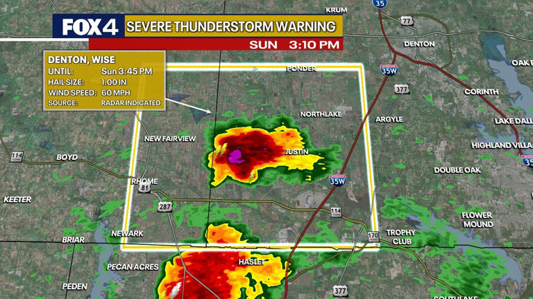 Dallas weather: Severe thunderstorm warning issued for Denton, Wise ...