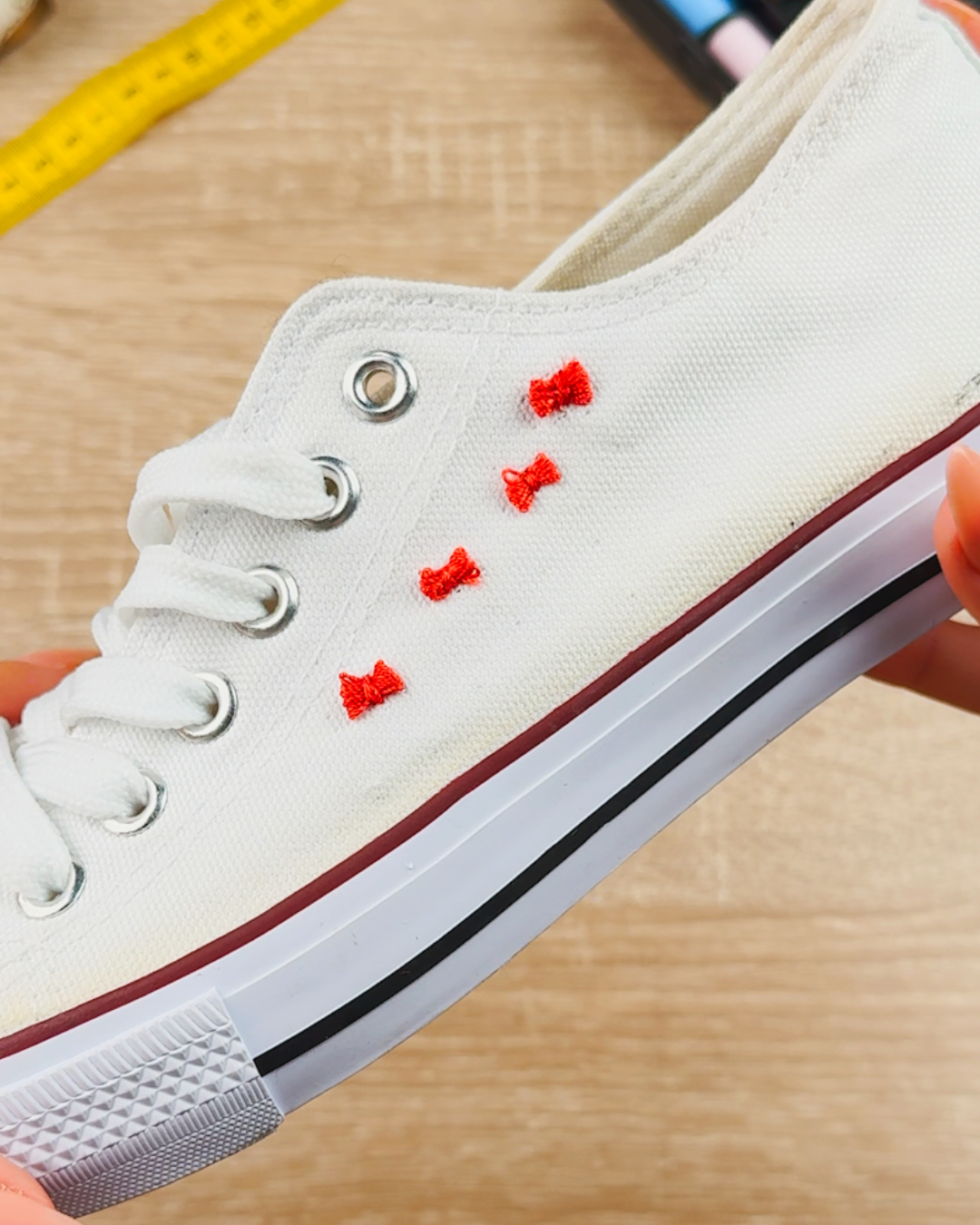Creative stitching on sneakers 👟