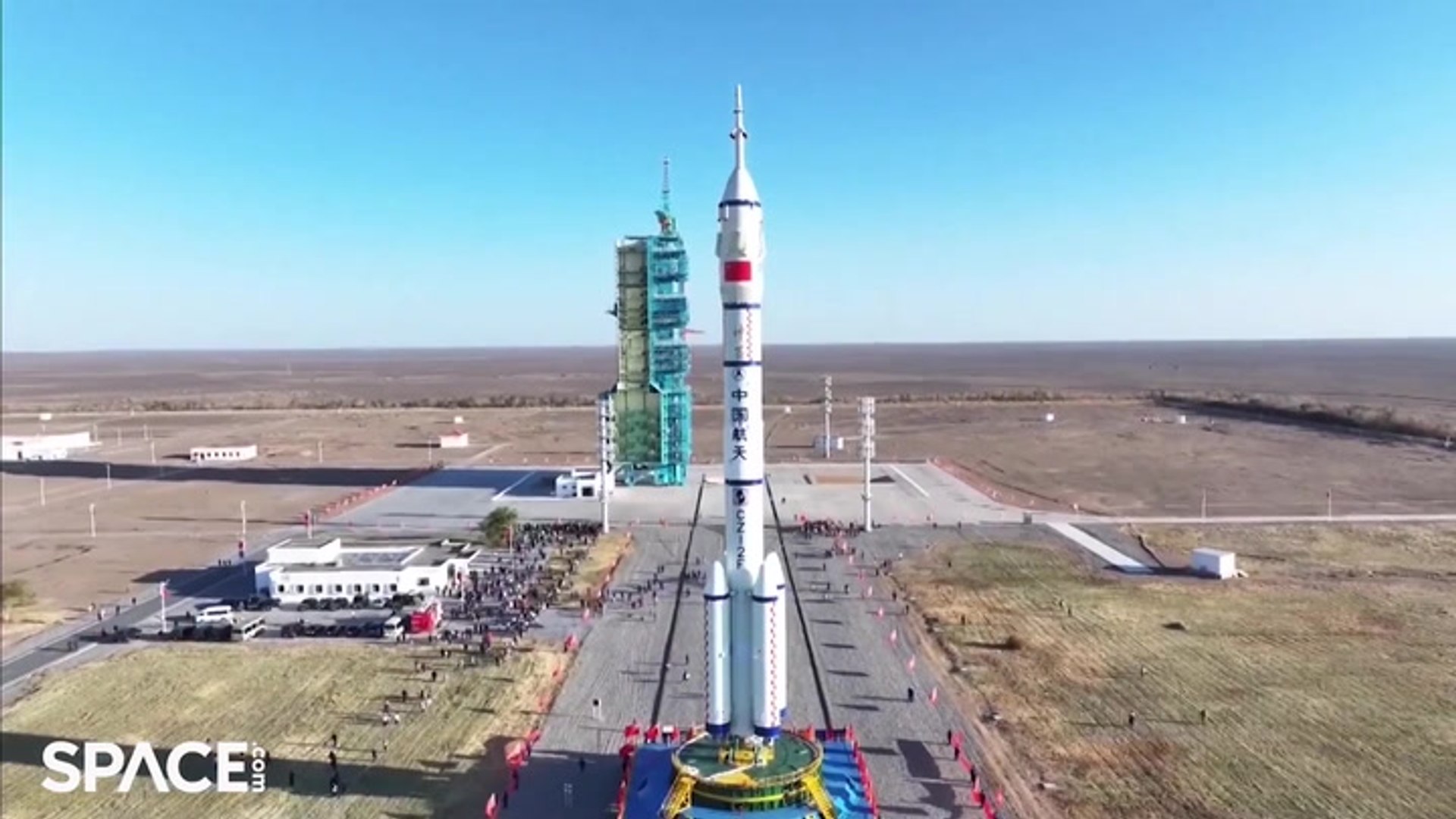 China's Shenzhou 19 crew's Long March 2F rocket rolled out to launch pad