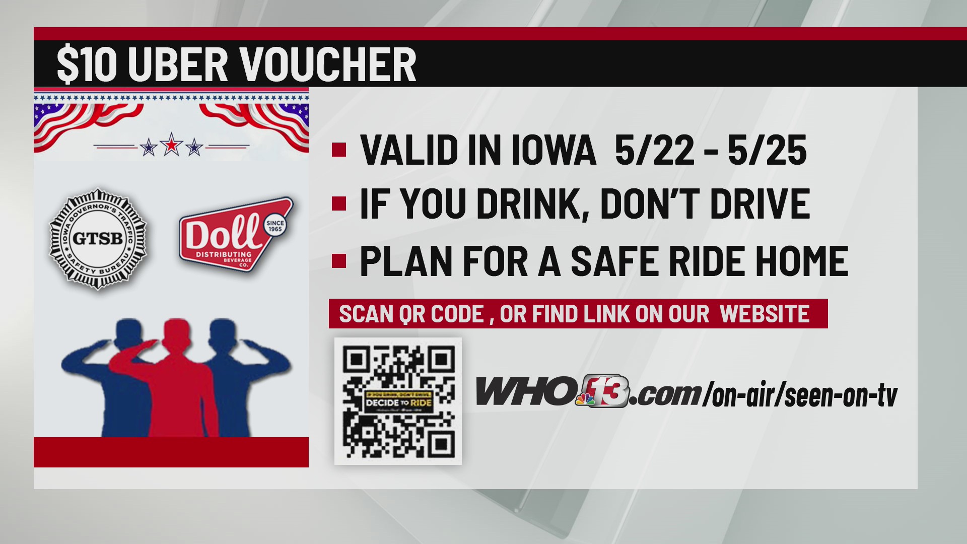 $10 Uber voucher for Memorial Day weekend