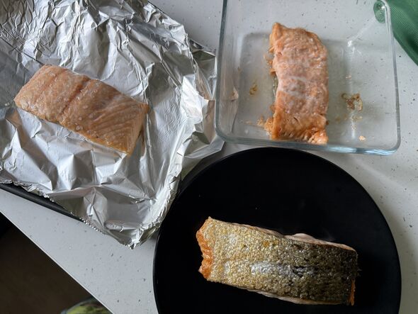 I made salmon in the frying pan, oven and microwave - 1 was the ...