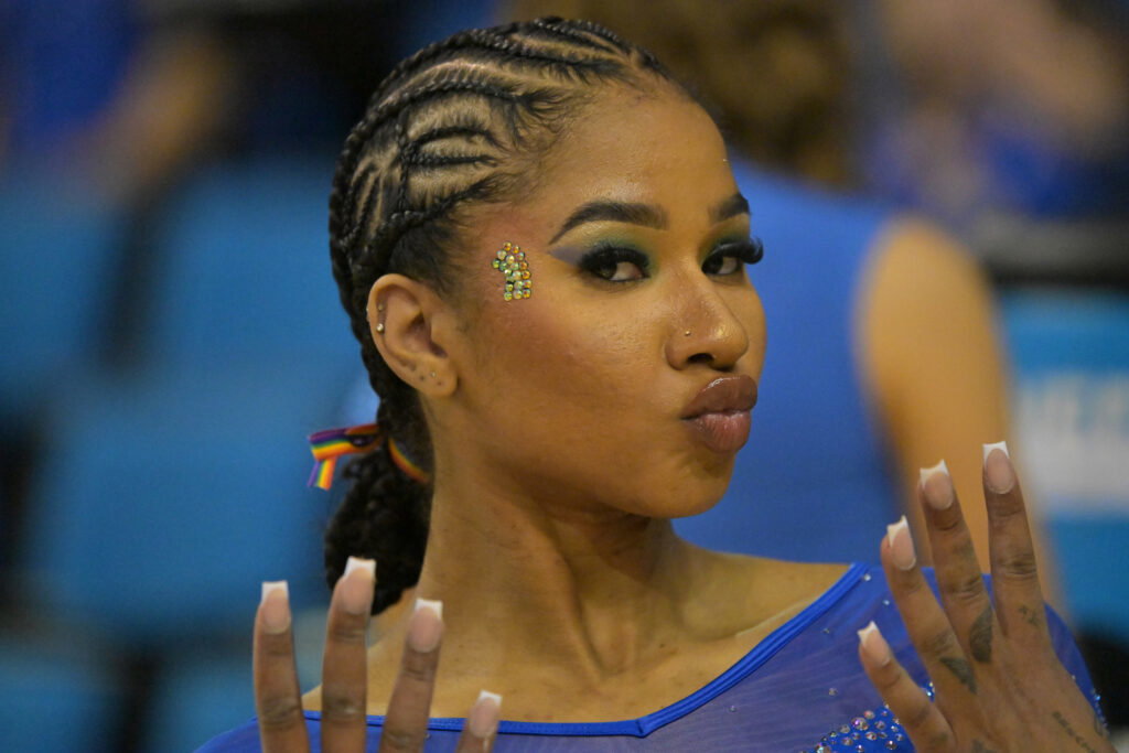 Jordan Chiles keeps in check with UCLA teammates following NCAA success