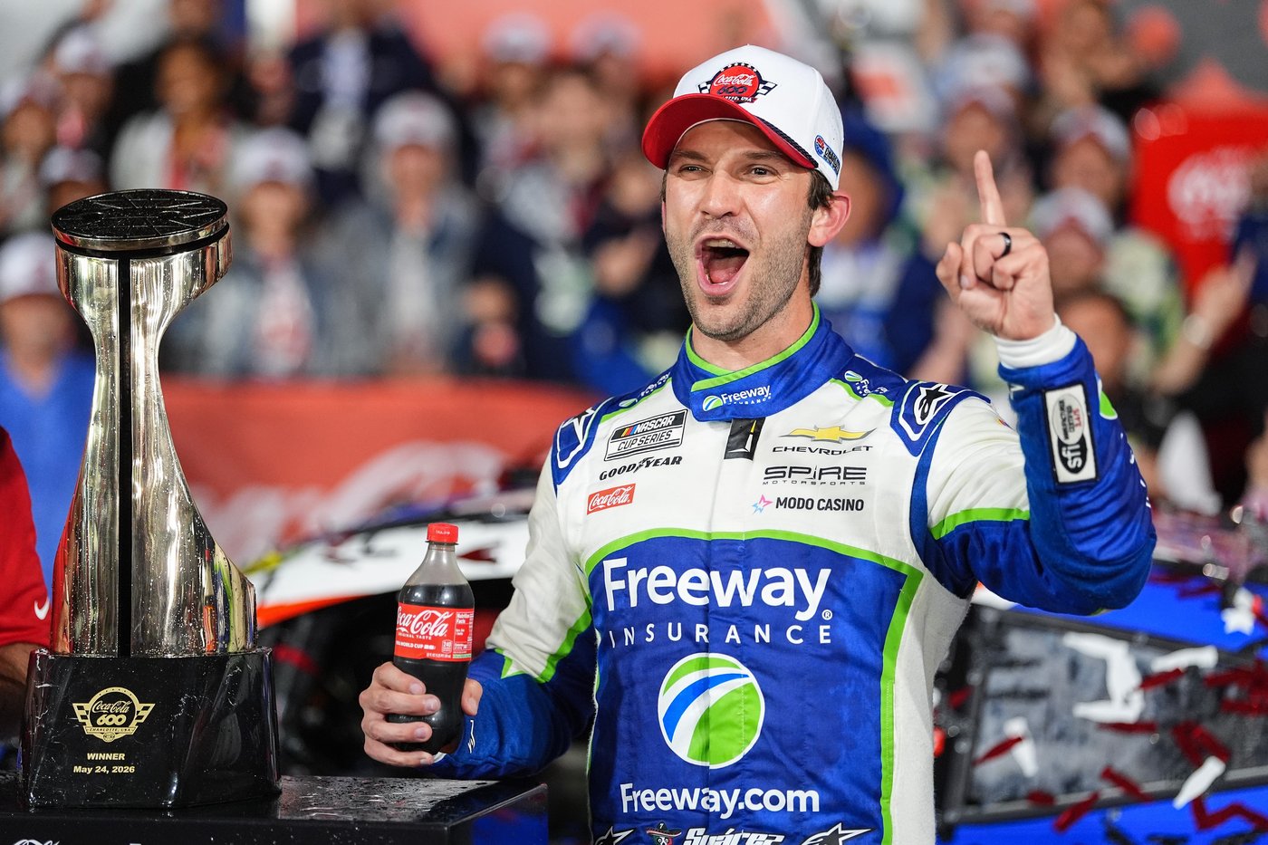 Daniel Suarez wins the rain-shortened Coca-Cola 600 after NASCAR honors ...