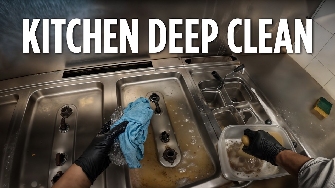 Intense kitchen deep clean - POV restaurant work