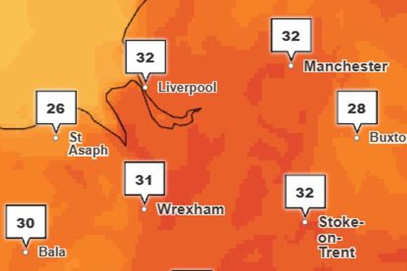 Met Office map turns rare red as Liverpool to reach over 30C today