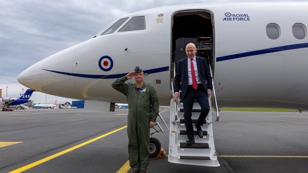 RAF jet carrying John Healey hit by GPS jamming near Russian border