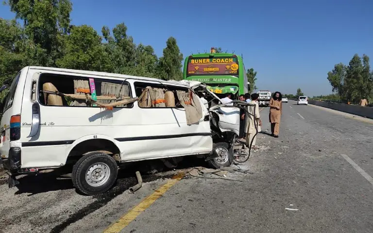 17 dead, 10 injured in Pakistan as van hits parked bus