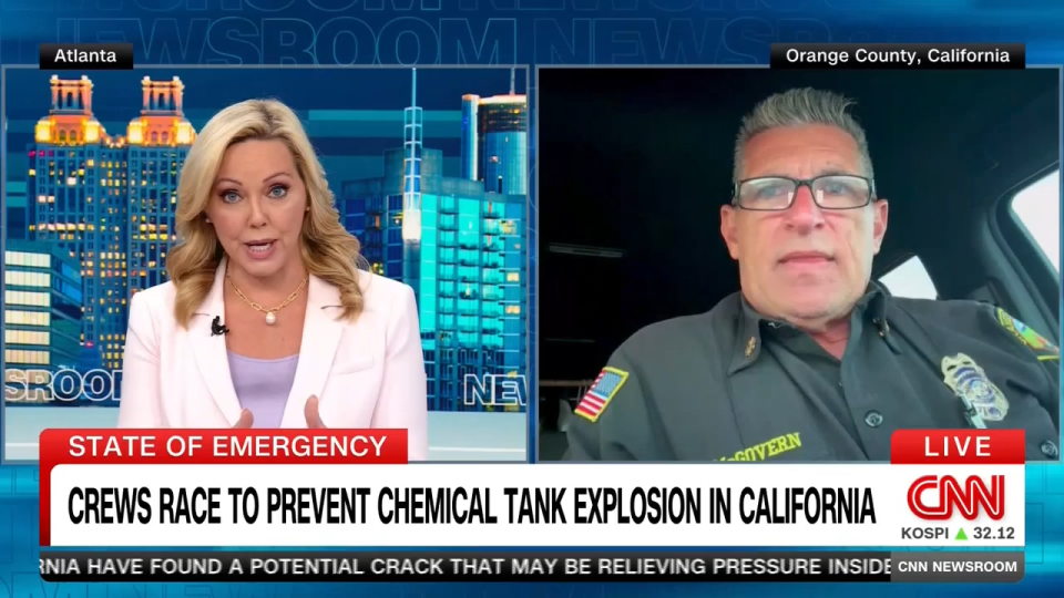 Crews monitoring pressure in toxic tank, fire chief says