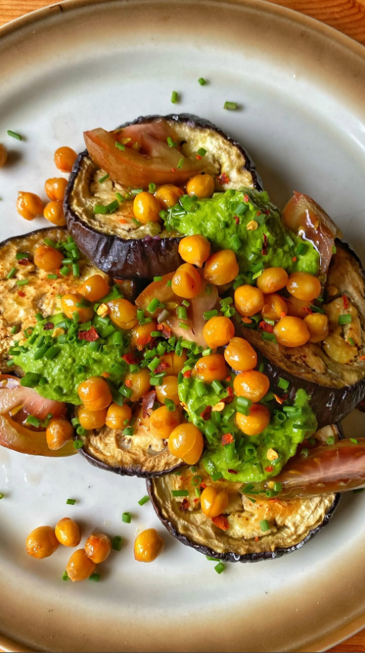 Eggplant and chickpeas combined for the perfect crunch