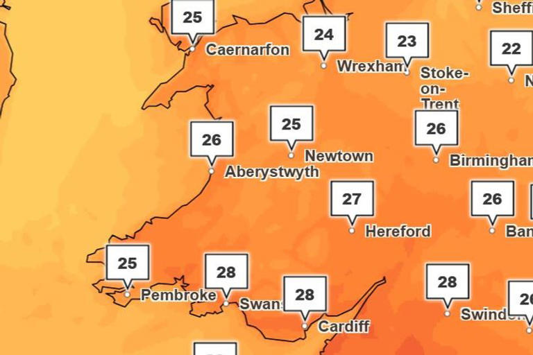 Met Office weather maps show when heatwave will end as Wales turns red hot