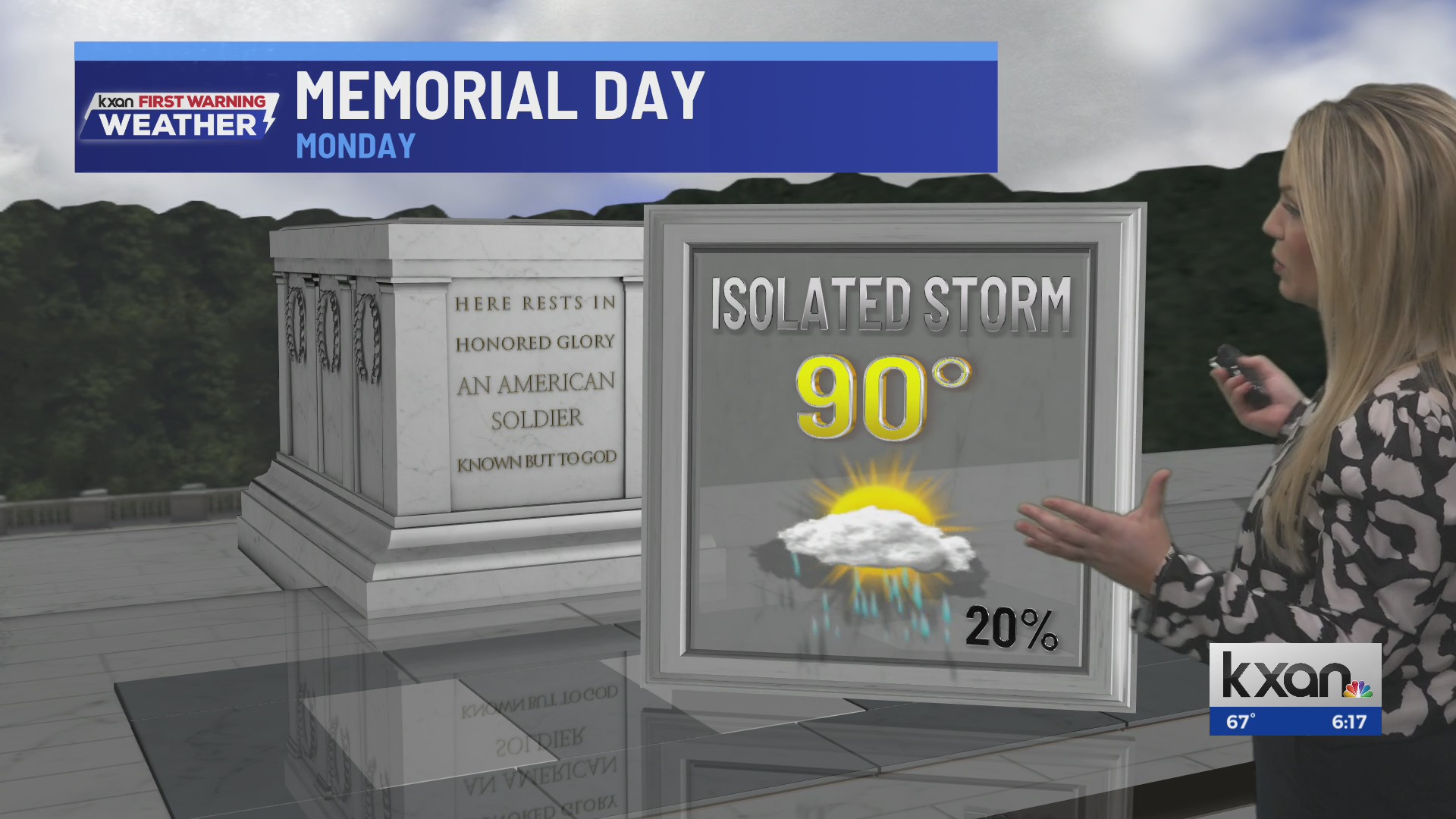 Isolated storms possible Memorial Day | May 25 forecast