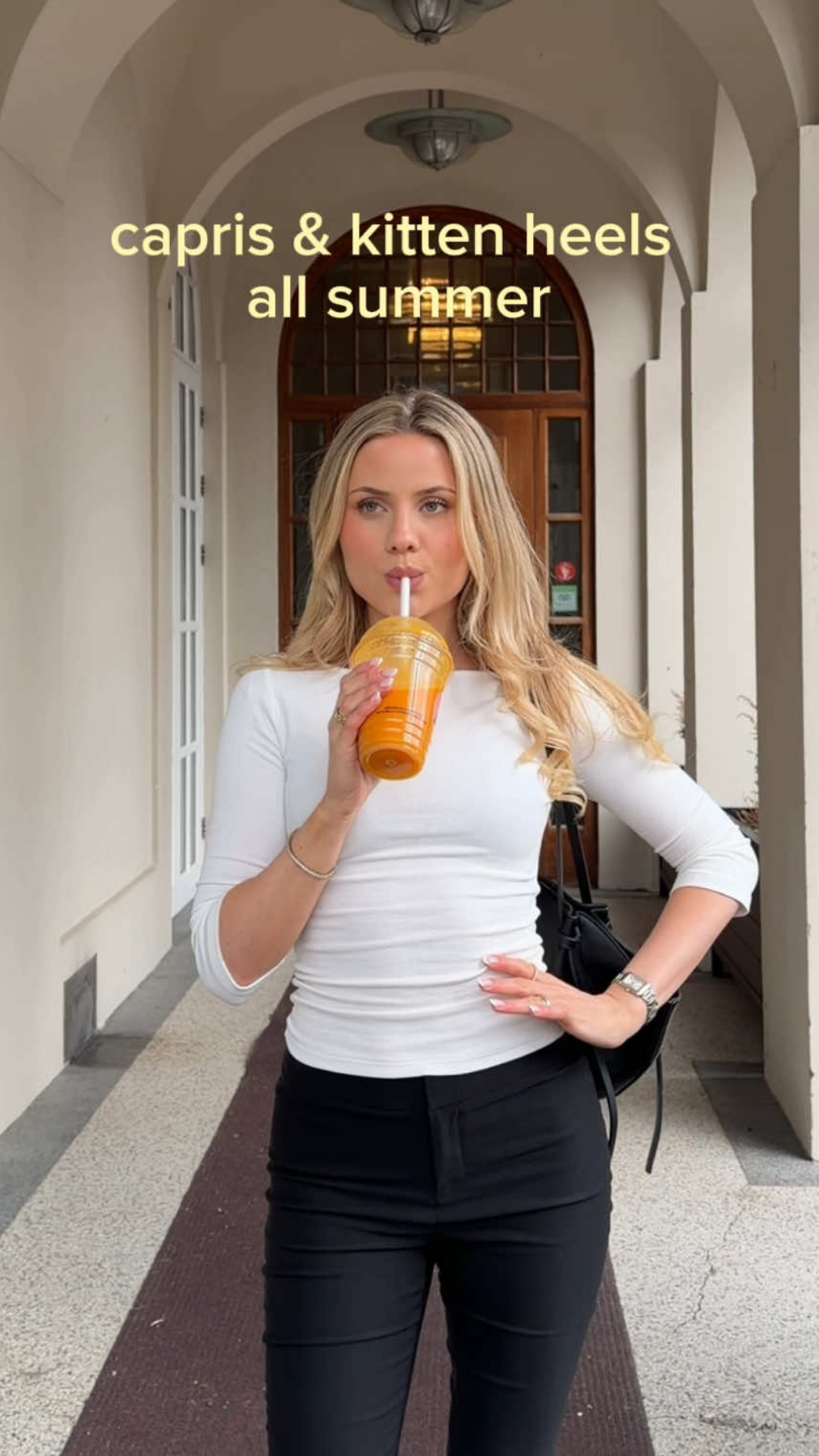 Clean girl summer style starts with capri pants and heels