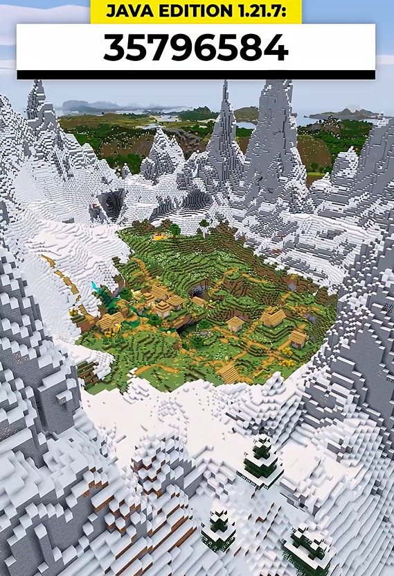 Minecraft mountain circle village seed | Scenic survival spawn location
