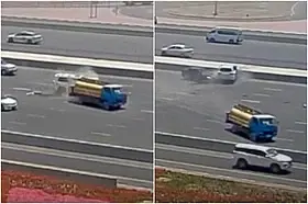 Watch: Car collision on Sharjah highway after distracted driver crashes ...