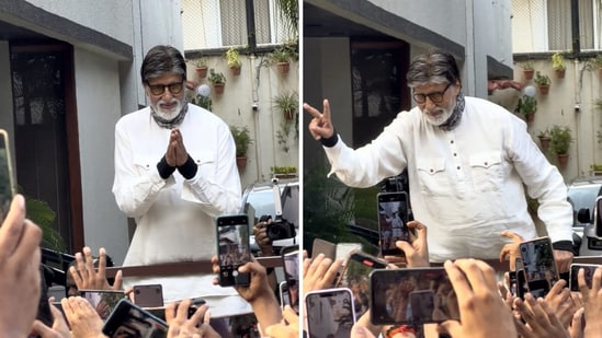 Amitabh Bachchan greets fans outside Jalsa for Sunday darshan, puts ...