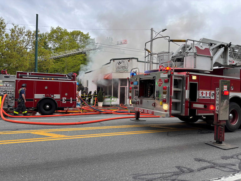 Firefighters battling fire at Belmont ice cream shop