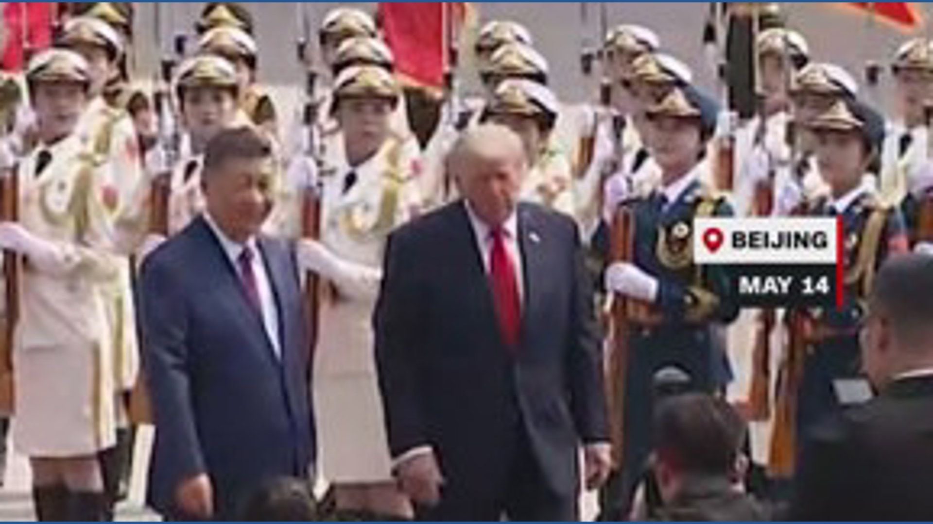 Trump greeted by Xi Jinping, children waving US flags in China